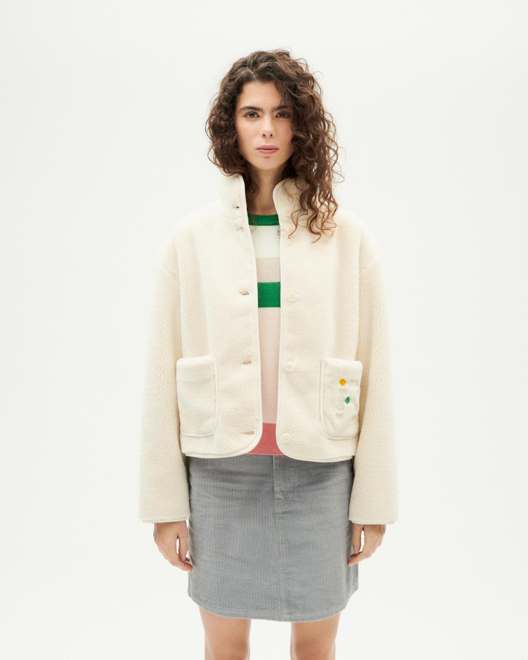 Ivory fleece Kourtney jacket sustainable woman | Thinking MU – THINKING MU APAC