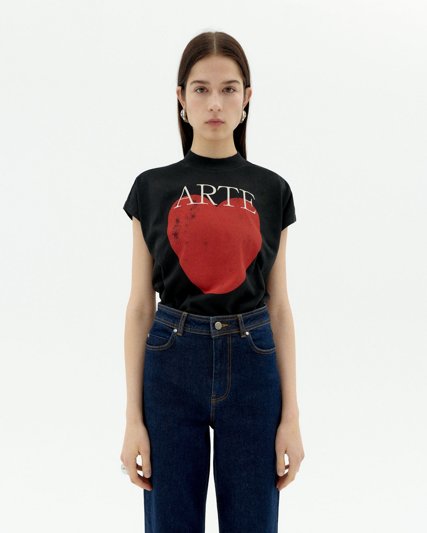 Camiseta Negra Art Love Volta Sostenible Mujer | Thinking MU – THINKING MU APAC