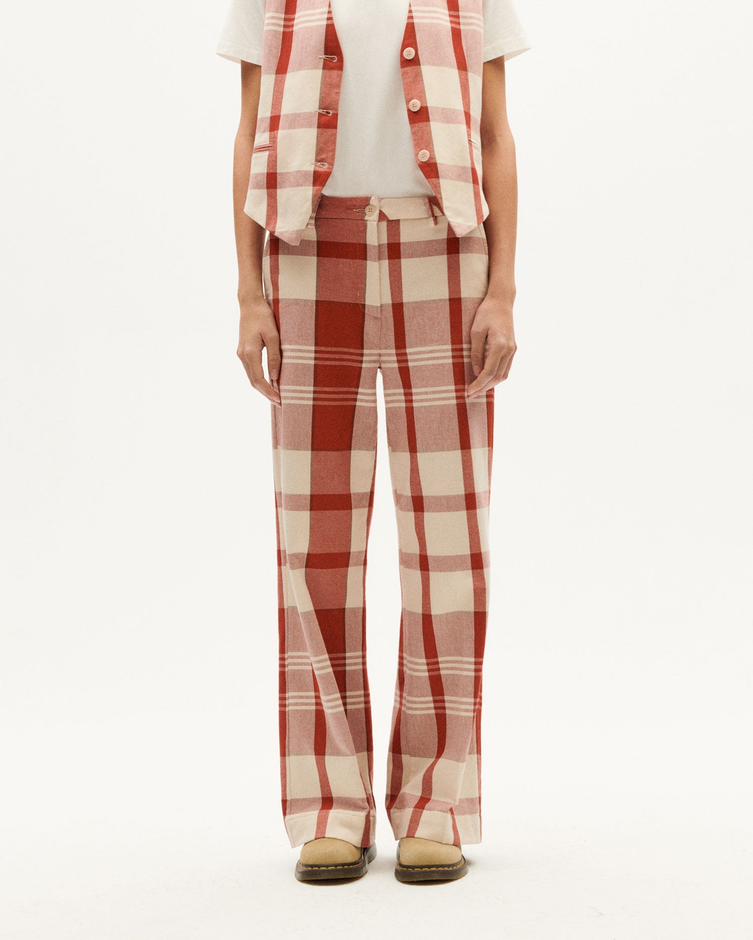 Red checkered picnic pants Hermione sustainable women | Thinking Mu ...