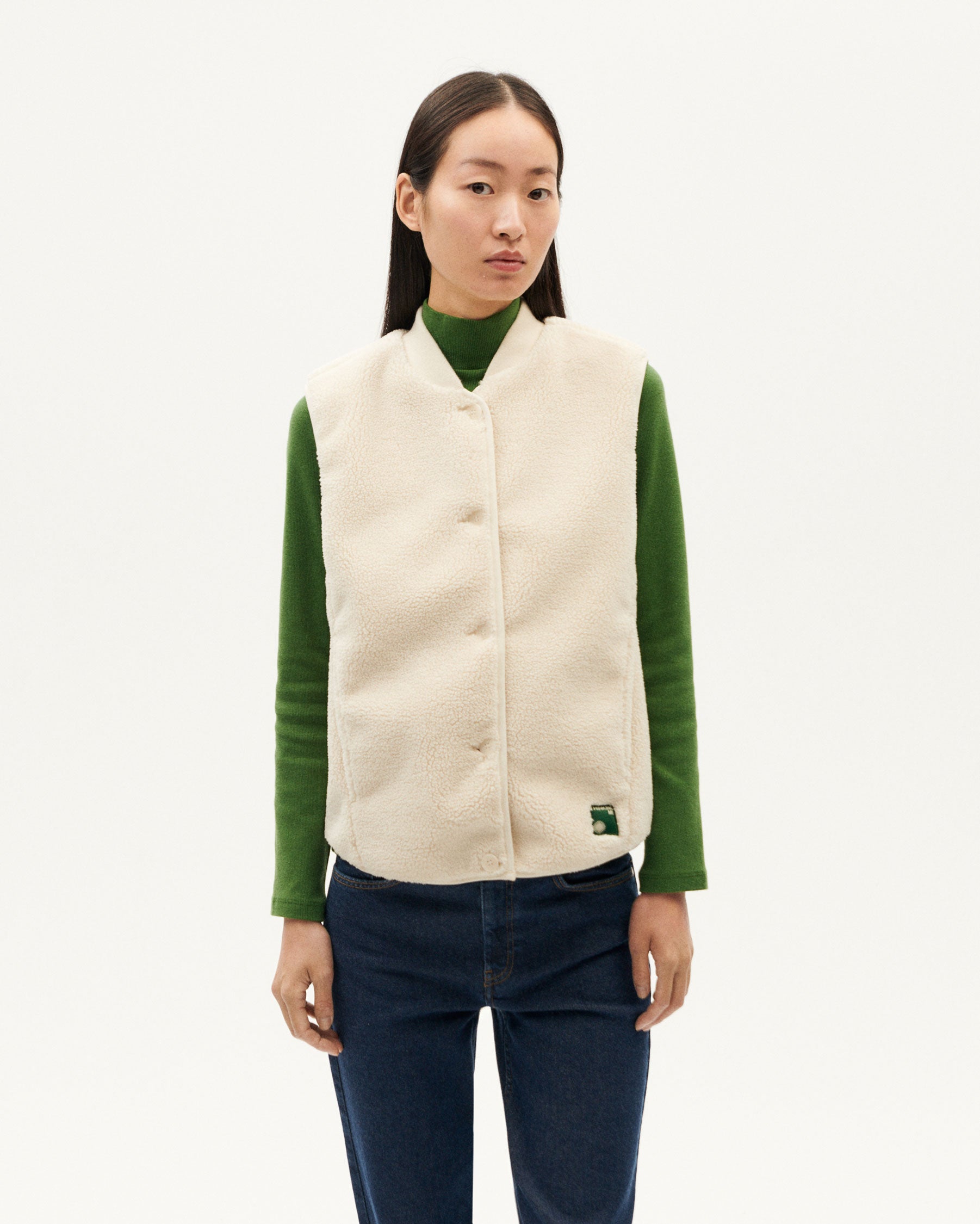 Ivory fleece Jay vest sustainable woman | Thinking MU – THINKING MU APAC